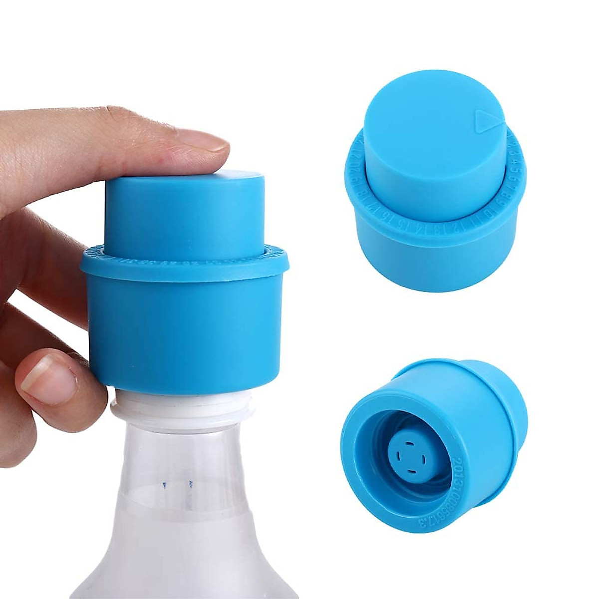 REBABA Fizz Keeper, Bottle Pump Caps, Bottle Stopper, Bottle Saver Stopper, Like A Wine Bottle Stopper, Drink Cap, Fizzy Sealer, Vacuum Soda Cap(Black)