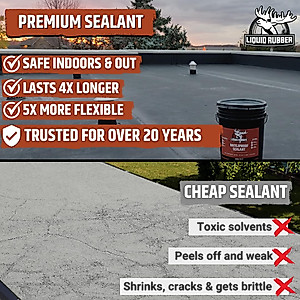 Liquid Rubber Waterproof Sealant - Multi-Surface Leak Repair Indoor and Outdoor Coating, Water-Based, Easy to Apply, Original Black, 1 Gallon