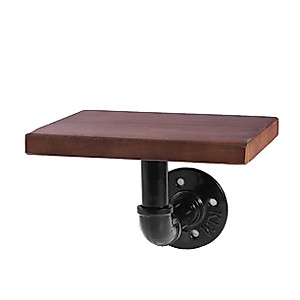 LIFKOME 3pcs Industrial Floating Wall Shelves Wall Mounted Shelves Floating Shelves Wall Mounted Floating Wood Shelves Wall Hanging Wall Mounted Plant Holder Shelf Metal Wooden Iron Tube