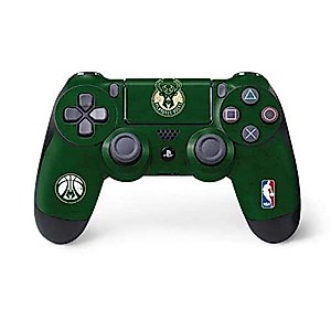Skinit Decal Gaming Skin Compatible with PS4 Controller - Officially Licensed NBA Milwaukee Bucks Green Distressed Design
