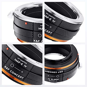 K&F Concept IV PRO MAF-NEX Lens Mount Adapter Manual Focus Compatible with Minolta AF/Sony Alpha A Series Lens to Sony-E NEX Mount Camera Body with Matting Varnish Design