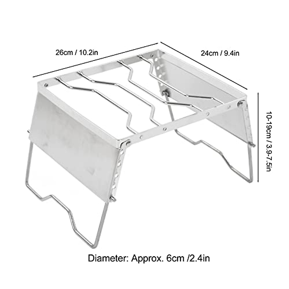 Mini Portable Outdoor Folding Campfire Grill, Foldable Stainless Steel Barbecue Grill Grate, with Wind Screen for Garden