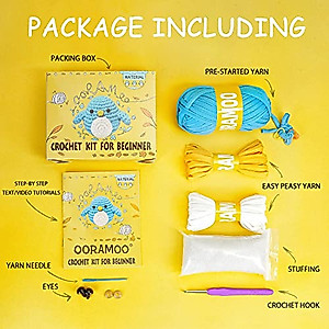 OORAMOO Crochet Kit for Beginners - Cute Bird, Beginner Crochet Starter Kit for Complete Beginners Adults, Crocheting Knitting Kit with Step-by-Step Video Tutorials