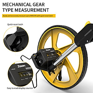 Zozen Measuring Wheel in Feet and Inches, Collapsible with One key to Zero, Kickstand, Starting Point Arrow and Cloth Carrying Bag, Measurement 0-9,999 Ft.