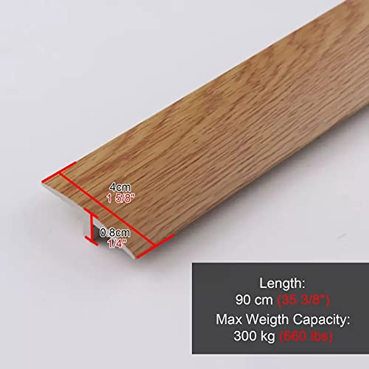 VREOX Wood Grain Carpet Edge Transition Strips/Trim Strips，Reducer Flute Between for Uneven Floors，Laminate Flooring Threshold Covering Strips (Color : Red)