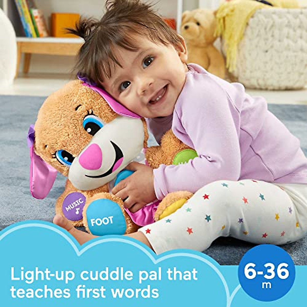 Fisher-Price Laugh & Learn Baby & Toddler Toy Smart Stages Sis Interactive Plush Dog With Music Lights & Learning Content For Ages 6+ Months
