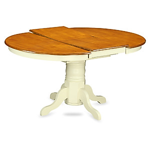 East West Furniture AVT-OAK-TP Avon Modern Kitchen Table - an Oval Dining Table Top with Butterfly Leaf & Pedestal Base, 42x60 Inch, Oak