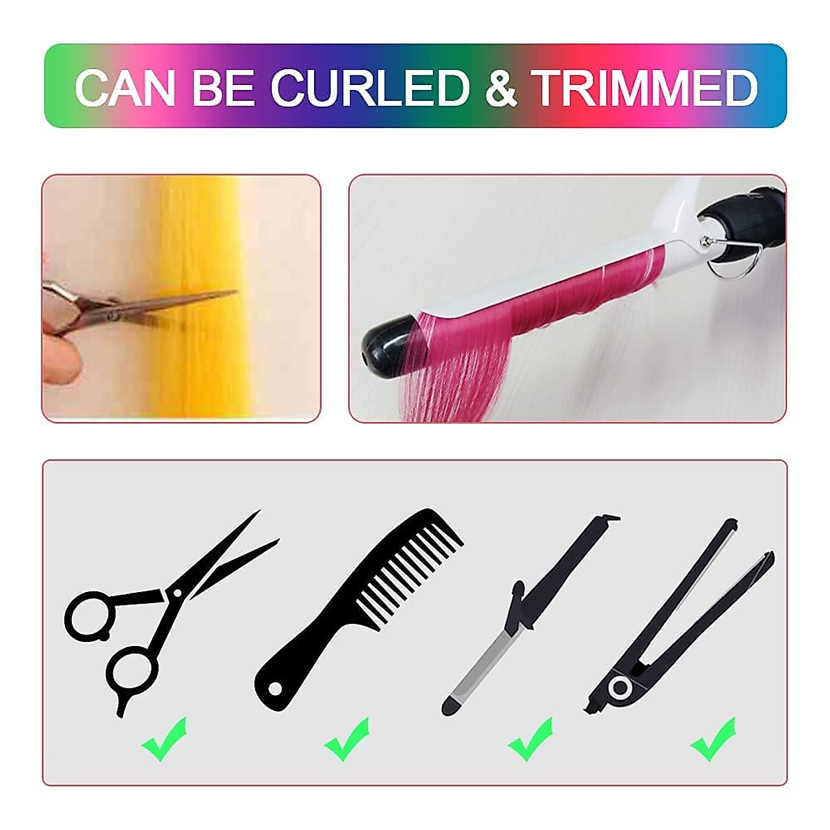 26 Pack Colored Party Highlights Clip in Hair Extensions for Girls 20 inches Multi-colors Straight Hair Synthetic Hairpieces In The Party(13colored)