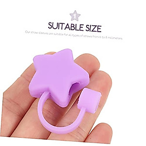 TENDYCOCO 3pcs Soft Rubber Straw Stopper Silicone Straw Tips Cover Straw Covers Cap Rubber Straws Tips Lovely Straws Tip Straw Tips Lid Purple Protective Cover -