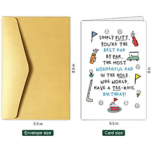 Chenive Funny Birthday Card for Dad from Son Daughter, Golf Dad Birthday Card from Kids, Humorous Birthday Greeting Card for Daddy, Have a Tee-rific Birthday
