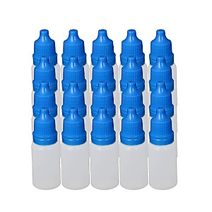 Bettomshin 20Pcs 10ml PE Plastic Dropping Bottles, Thin Mouth Vial of Squeezable Liquid Eye Liquid Dropper, Liquid Sample Seal Storage Bottle with Blue Cap