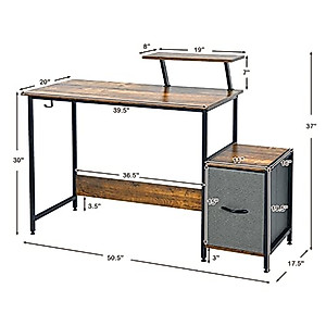 MJWDP Computer Desk Writing Workstation with Removable Storage Shelves and Shelves for Home Office