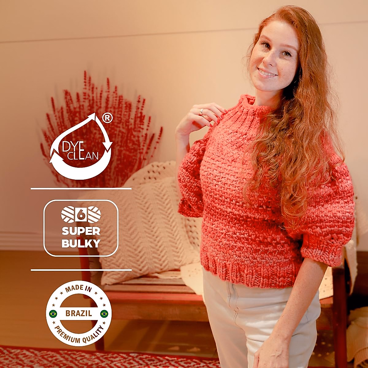 CIRCULO Supreme Merino Wool Yarn - 100% Brazilian Merino - Washable, Soft, Warm, and Luxurious - Perfect for Knitting & Crochet - Chunky - 73yds / 3.52oz (4095 - Rum)