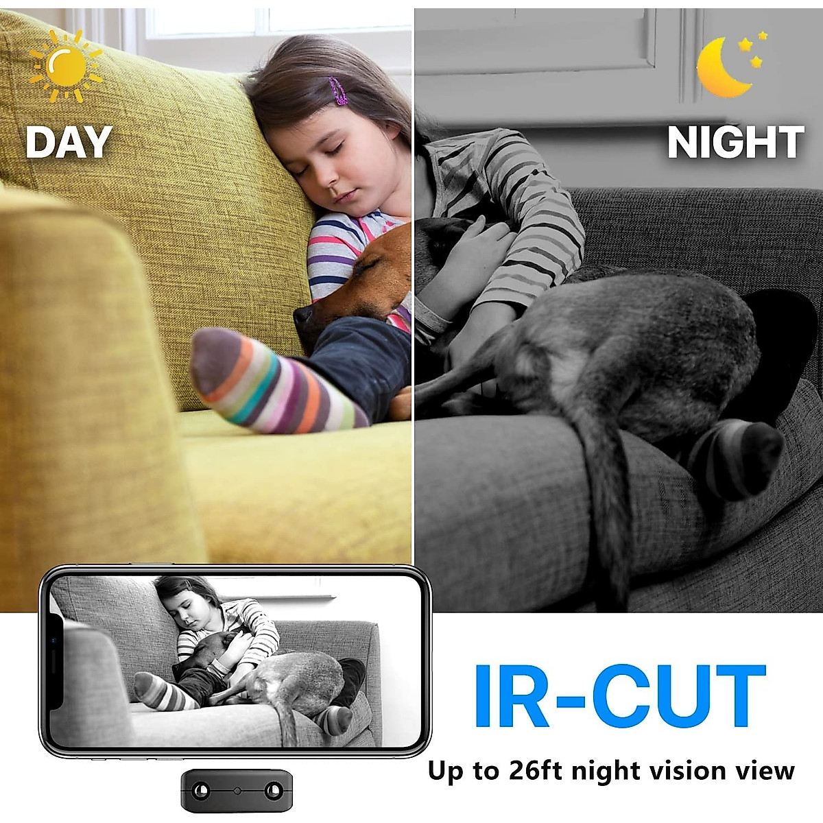 Xpvezl Smallest Smart Home Wireless Camera WiFi Security Camera 1080P HD Hidden Surveillance Cameras Motion Detection Night Vision Indoor App Cellphone Control