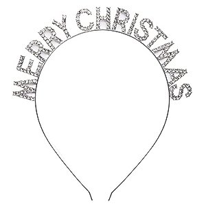 Hmxpls Merry Christmas Headband, Christmas Tiara for Women, Xmas Hair Accessories with Rhinestone for Girls