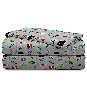 Jay Franco Minecraft Monster Hunters Twin XL Sheet Set - 3 Piece Set Super Soft and Cozy Kid’s Bedding Features Creepers - Fade Resistant Microfiber Sheets (Official Minecraft Product)