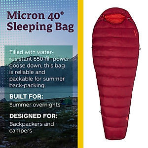 Marmot Micron 40 Sleeping Bag | Water-Resistent, Packable, Breathable, Sienna Red/Tomato, Regular