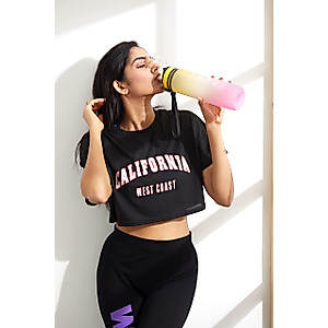 SOLARA Motivational Water Bottle with Straw, Water bottles with time to drink, 32oz water bottle BPA free, Large water bottle with straw, Large Water bottles with times to drink | Orange White Green