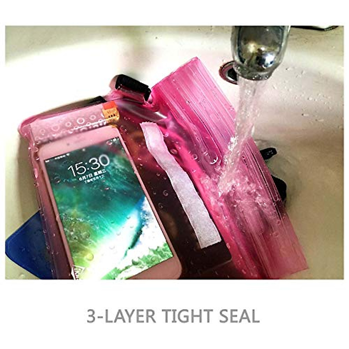 iKuShang Waterproof Pouch 2 Pack Waterproof Fanny Pack Waterproof Phone Pouch Waterproof Bags Safe & Dry for Boating Swimming Diving Fishing Beach(Gray+Pink)