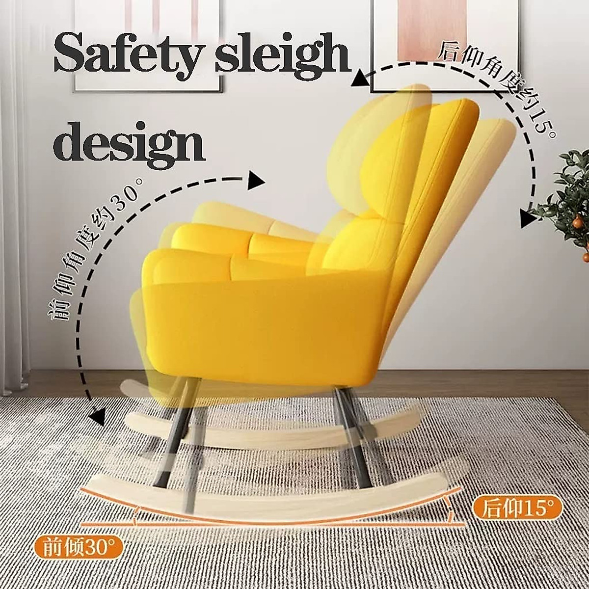 MEHWSUR Rocking Nursing Chairs Recliner Relax Rocker with Stool,Mid Century Teddy Rocking Chair Armchair Reading Chair Padded Seat Leisure Relax Chair for Living Room (Color : Green)