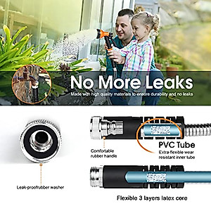 HDKing Garden Hose 50 FT - Flexible Metal Hose with 10 Function Nozzle, Kink Free, Lightweight, Durable, Crush Resistant Fitting, Easy to Coil, Puncture Proof Hose for Yard, Rv, 600 PSI - 2024 Model