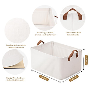 EEONDPU large storage baskets, closet storage bins, Canvas Fabric Storage Basket for shelves, basket organizers for shelf, storage bins for clothes (White 1 Pack, 16" L×12" W×10" H)