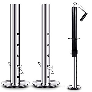 Trailer Jack Base Feet 2 Pcs Adjustable Jack Stand Drop Leg Fit Inner Diameter 2 Inch Jacks Foot Pad Insert RV Camper Accessories