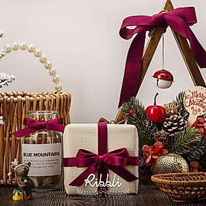 Ribbli Burgundy Velvet Ribbon Double Faced 3/8 Inch 10-Yard Spool Burgundy Ribbon Use for Christmas Tree Ornaments Gift Wrapping Wreath Decoration Wedding Boutonnieres