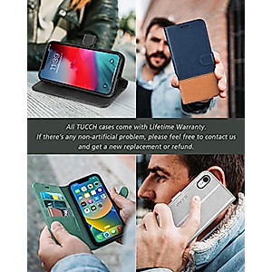 TUCCH iPhone XR Wallet Case, iPhone XR Case, Premium PU Leather Flip Cover [Shockproof TPU Shell] with Stand RFID Blocking Credit Card Slot Wireless Charging Compatible with iPhone XR 6.1, Black