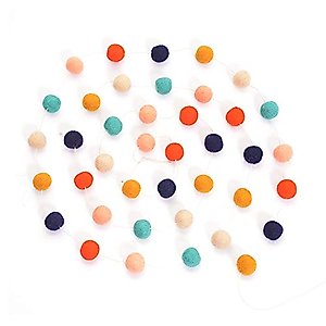 Glaciart One Felt Ball Garland - Pom Pom Garland - 12 Feet, 40 Balls, 6 Arizona Colors, Pom Pom Decorations, Nursery Decor, Bunting, Birthday Party Decorations, Easter, Photo Prop