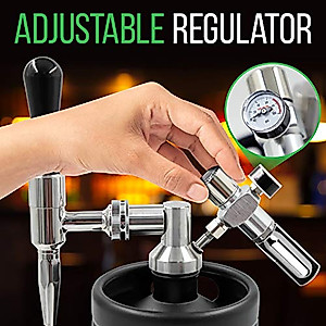 NutriChef Nitro Cold Brew Coffee Maker - 64Oz Stainless Steel Home Brew Coffee Keg w/Adjustable Pressure Regulator, Nitrogen Coffee Growler Machine Dispenser System, Stout Creamer Faucet NCNTROCB20