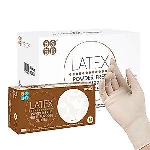 ASAP Latex Powder Free Multi-purpose Gloves, Disposable, 4.0 mil, Natural Latex (Medium - Box of 100)