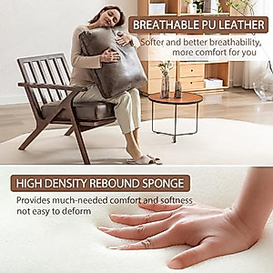 Bonzy Home Accent Chairs for Living Room,PU Leather Mid Century Modern Wood Reading Armchair with Removable Upholstered Cushions