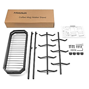 FANGSUN Large Coffee Mug Holder Stand Countertop, Mug Tree Rack for 14 Mugs, 2 Tier Counter Mug Display Storage, Metal Wire Tea Cup Holder for Coffee Station Kitchen Organizer, Not Included Mugs