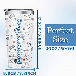 Onebttl White Coat Ceremony Gifts for Doctors - 20 oz/590 ml Stainless Steel Insulated Tumbler with Straw, Lid - Medical School Graduation Gifts for New Doctor, Med Students - (White)