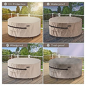 Patio Round Table Chairs Cover 90''Dia Waterproof Dustproof Round Table Covers for Outdoor Furniture Anti-Fading Heavy Duty Patio Furniture Covers