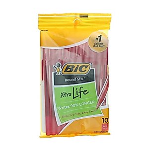 Bic Round Stic Ballpoint Pens Red, 1 ea