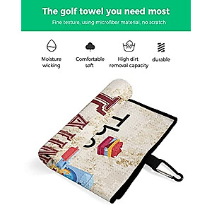 Laundry Room Golf Towel 24"x16", Absorbent Microfiber Towels Golf Accessories, Retro Yellow Washing Machine Clothes Golf Towels for Golf Bags with Clip Funny Golf Towel Gifts for Man Women