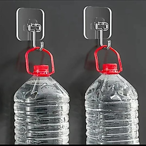 Generic Ultra Strong 50lb (Max) Transparent Self-Adhesive Hooks - Heavy-Duty Wall Hooks for Kitchen, Bathroom, Ceiling, and More - The Ultimate Organizational Solution (Pack of 10), ZJH-G-BST008