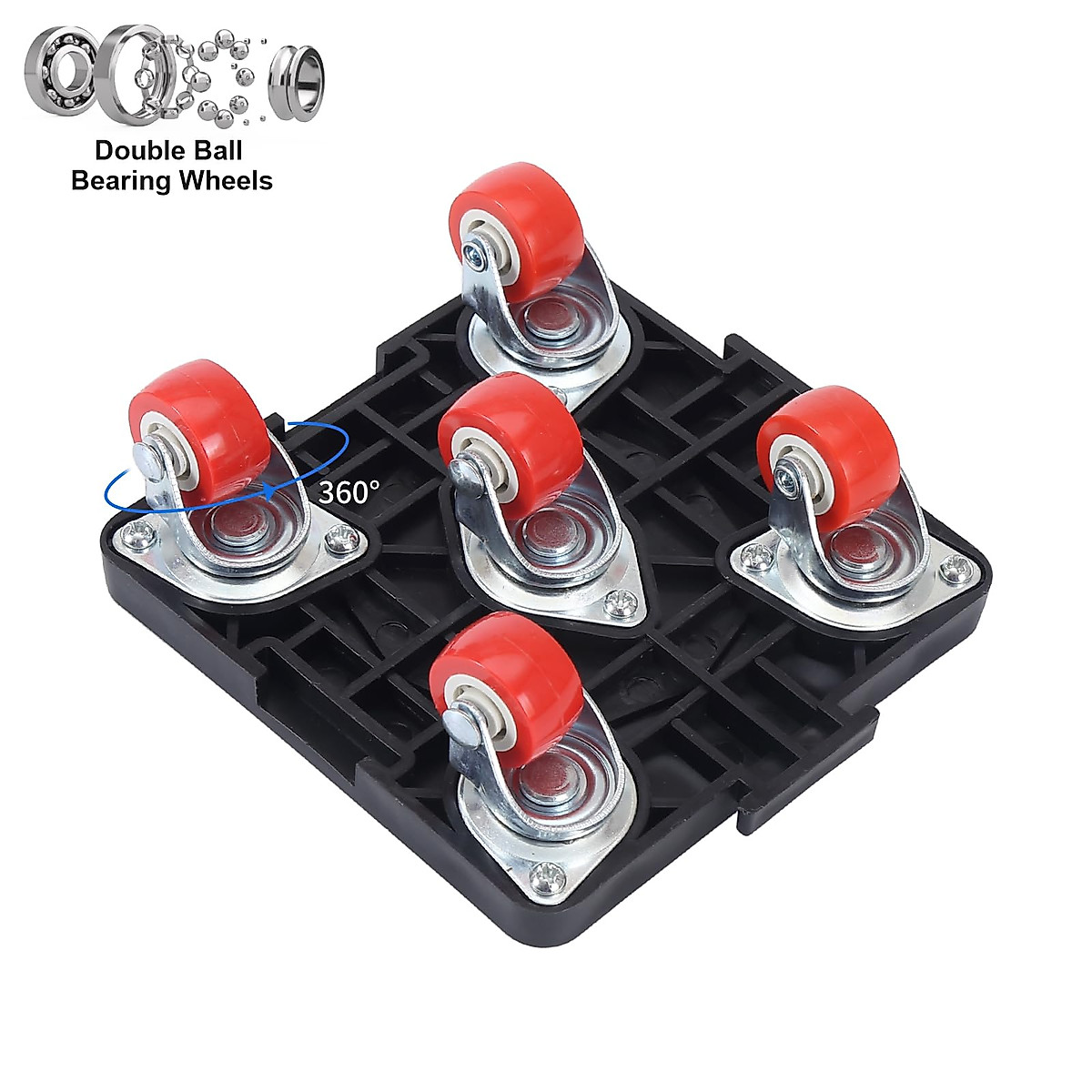 WEPUMP Furniture Movers Dolly Furniture Movers with Wheels, 5 Wheels Small Flat Dolly, 800 Lbs Capacity, Black