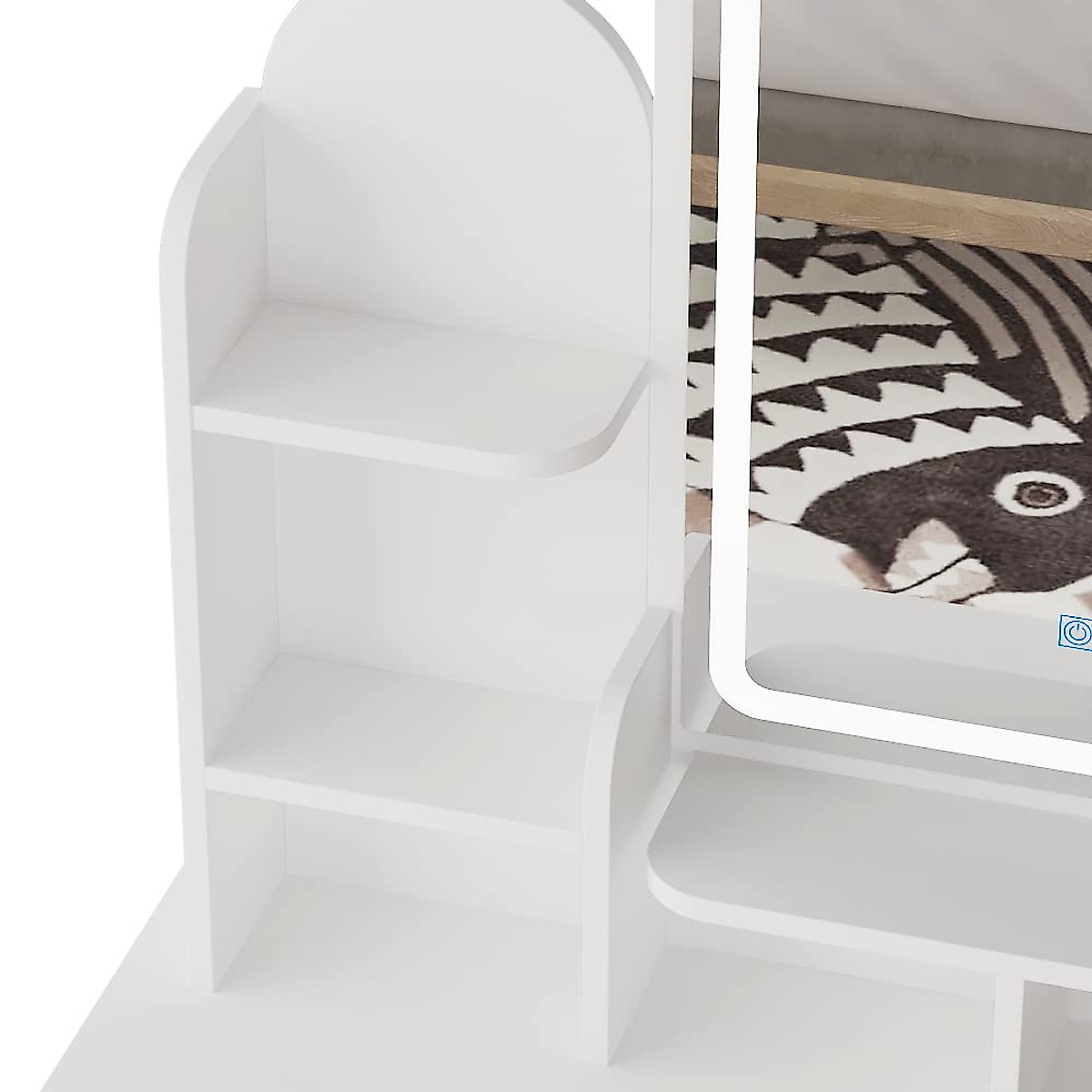 Hitow 31.5'' Makeup Vanity Set with Drawer and Shelf, Wood Dressing Table with Lighted Screen Mirror, Girls Makeup Vanity Table with Jewelry Organizer for Bedroom, White