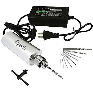 Eyech 0.3-4mm Micro Aluminum Portable Handheld Drill Mini Electric Hand Drill with 5A DC5V-12V Power Supply Control for DIY 10Pcs Drill Bits Included