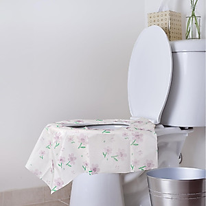 Tebery 50 Pack Extra Large Disposable Toilet Seat Covers, Cute Printed Potty Seat Covers for Toddlers, Kids, and Adults - Waterproof, Portable for Travel