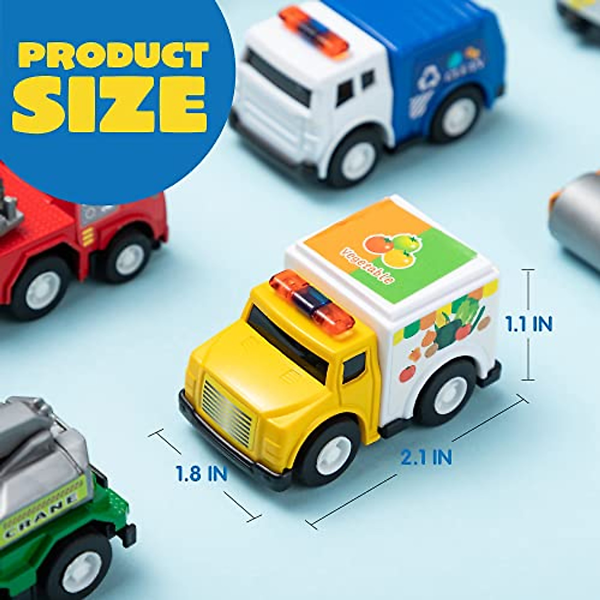 JOYIN 18 Piece Pull Back City Cars and Trucks Toy Vehicles Set Model Car, Friction Powered Die-Cast Cars for Toddlers, Boys, and Girls’ Educational Play, Easter Basket Stuffers Egg Fillers