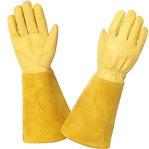 Rose Pruning Gloves for Men and Women. Thorn Proof Goatskin Leather Gardening Gloves with Long Sheepskin Gauntlet to Protect Your Arms Until The Elbow
