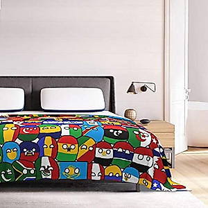 Hanayo Countryball Polandball World Map Flannel Fleece Throw Blanket Soft Cozy Lightweight Fluffy Microfiber Blanket All Season Fuzzy Plush Throw Blanket for Couch Bed Sofa 60"X50"