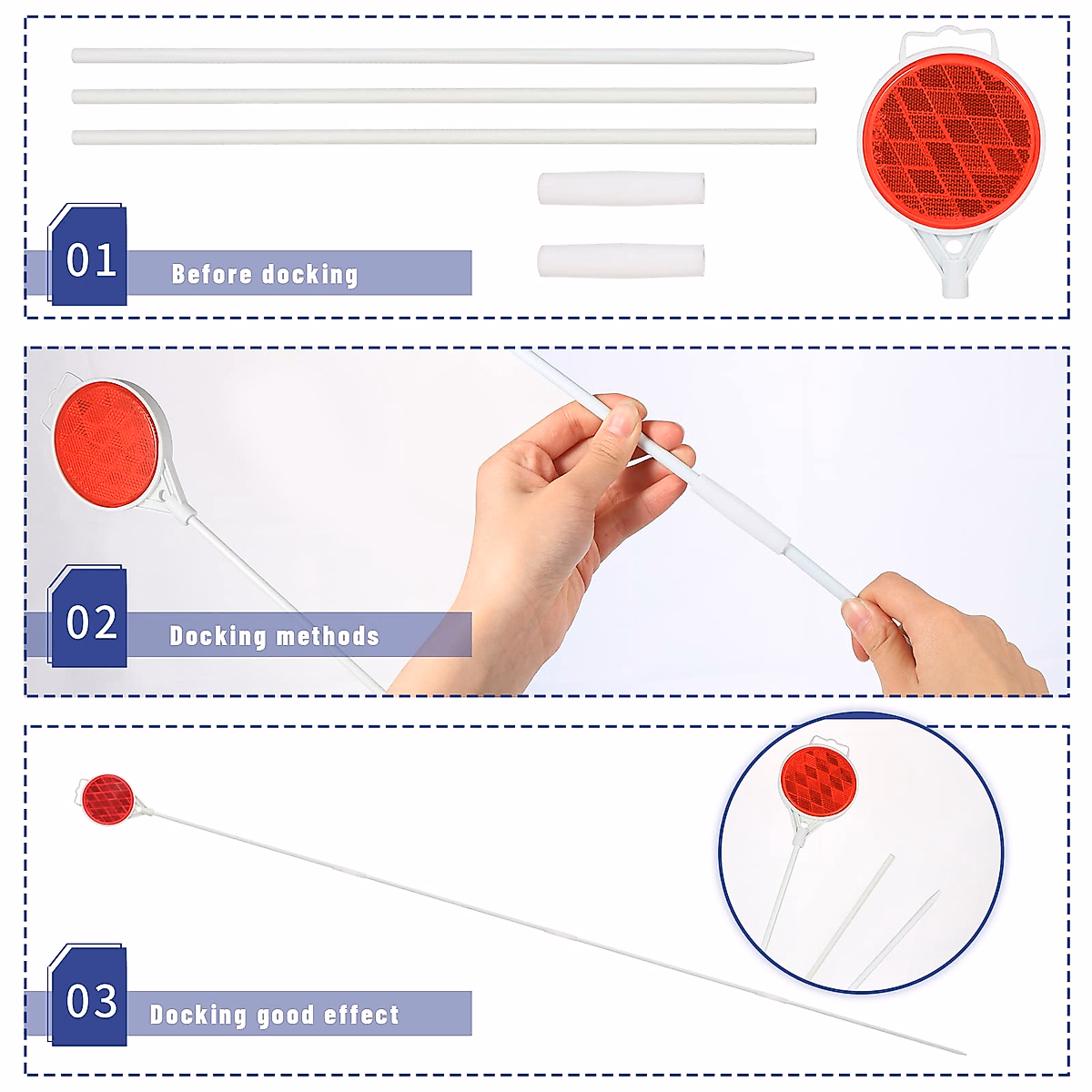 Reflective Driveway Markers,Snow Plow Markers,51 Inch Fiberglass Pole Double Sided Reflector for Driveway (Pack of 8)