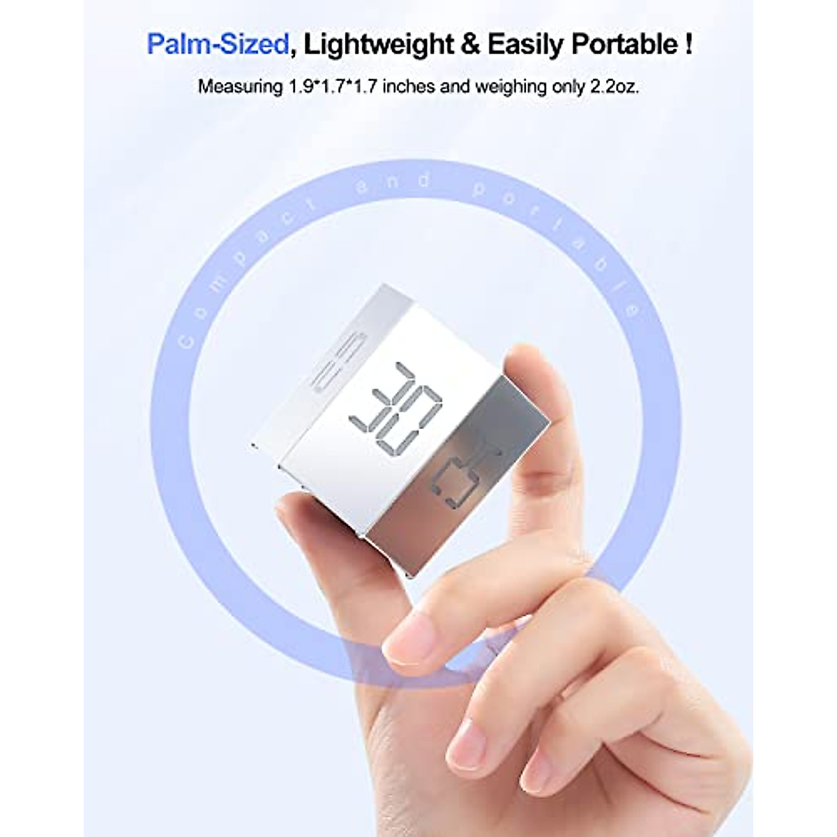 Ticktime Pomodoro Timer, Productivity Timer Cube, Hexagon Magnetic Flip Focus Timer, Mute & Adjustable Sound Alert, for Work, Office, ADHD, Study, Task, 3/5/10/15/25/30min & Custom Countdown - Gray