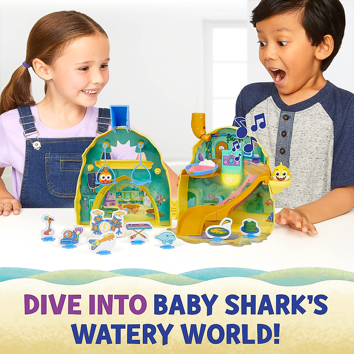 WowWee Baby Shark's Big Show! Shark House Playset – Lights and Sounds Toddler Playset – Interactive Baby Shark Toy