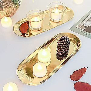 2 Pcs Gold Stainless Steel Towel Tray Storage Tray Decorative Tray Jewelry Tray Trinket Dish Plate Tea Tray Fruit Trays Cosmetics Jewelry Organizer